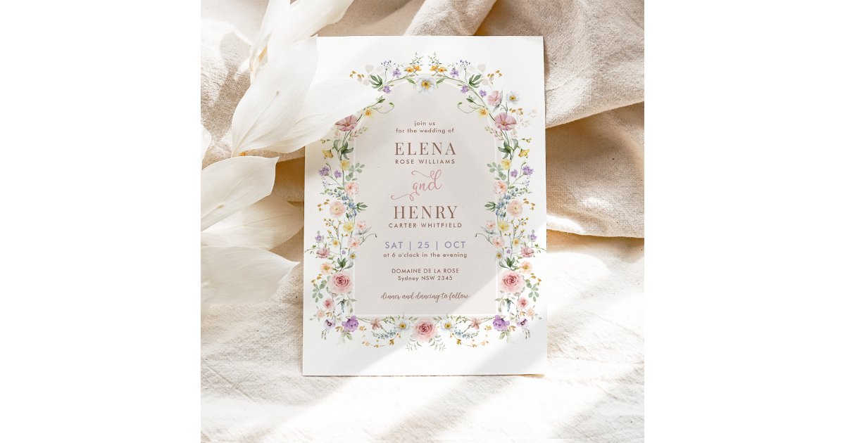 Elegant Spring Wildflower Meadow Fairytale Wedding Invitation | Zazzle