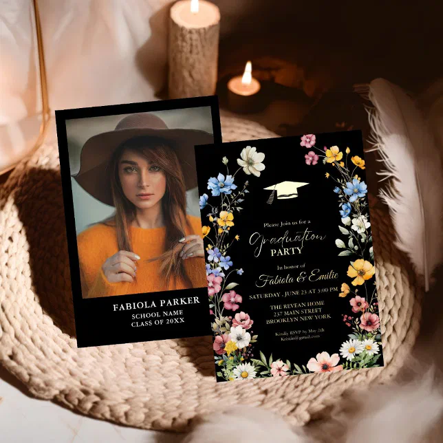 Elegant Spring Wildflower Meadow Garden Graduation Foil Invitation | Zazzle