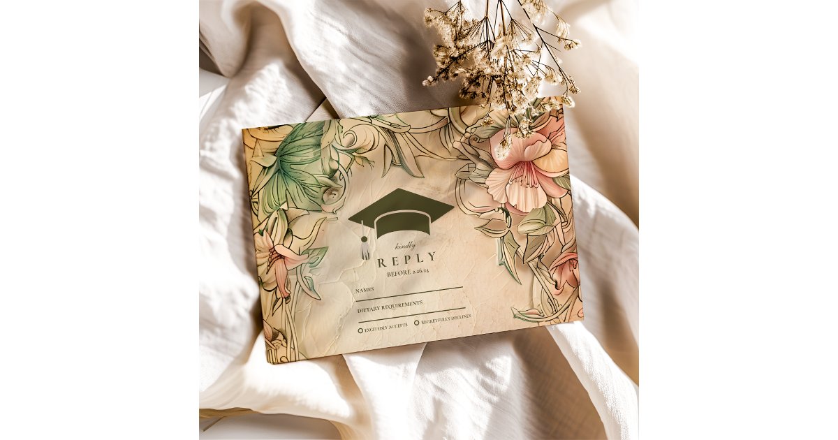 Elegant Spring Wildflowers Graduation Party RSVP Card | Zazzle