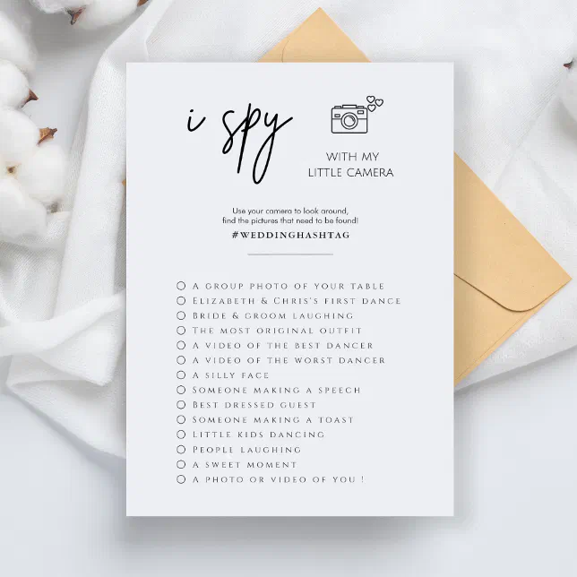 Elegant Spy Wedding Photo Hunt Game Program | Zazzle