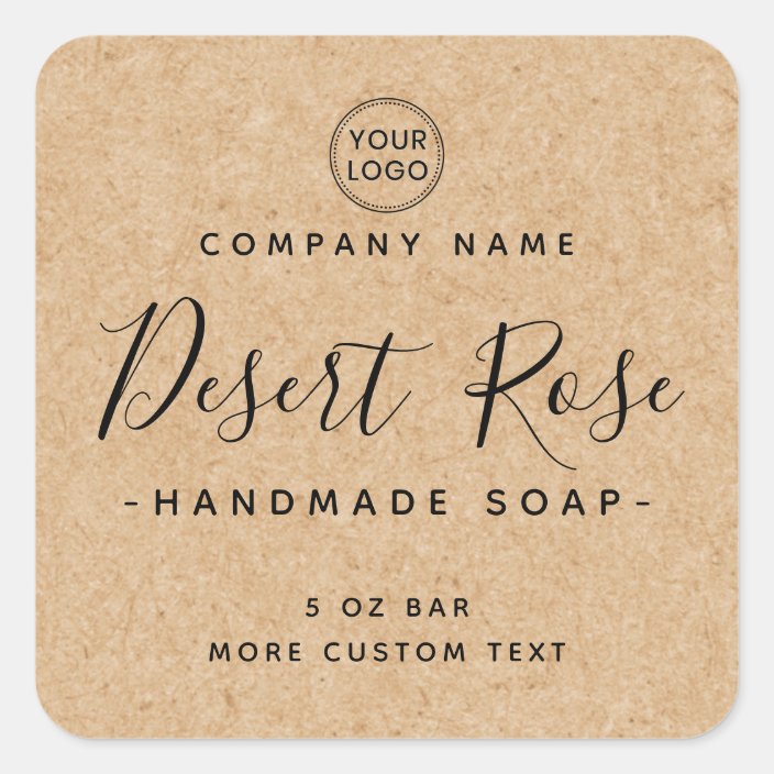 Elegant square Kraft paper look product labels | Zazzle.com