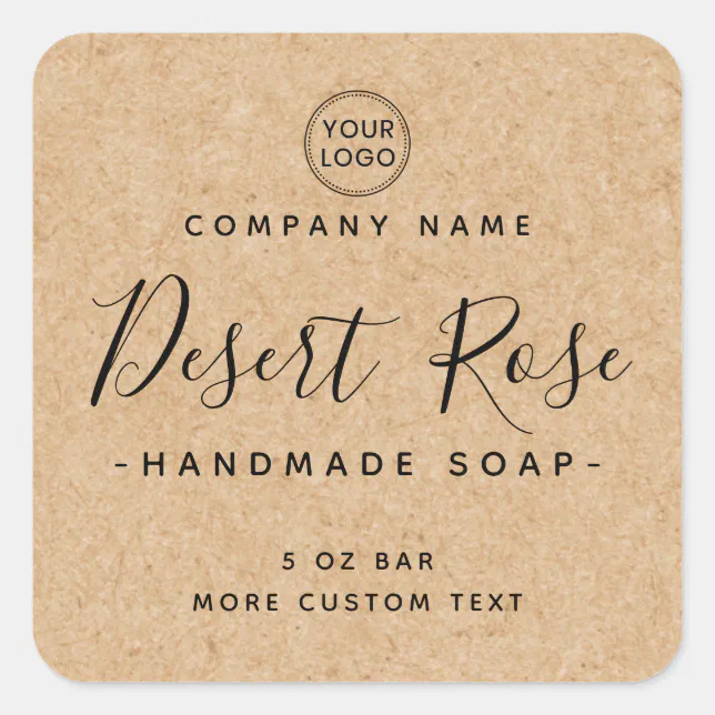 Elegant square Kraft paper look product labels | Zazzle