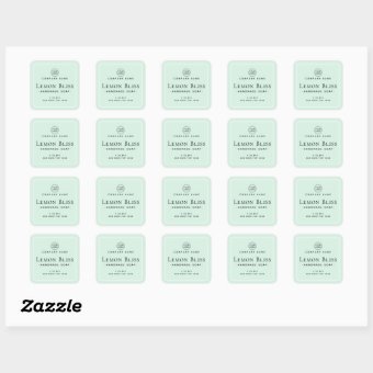 Elegant square light mint green product label | Zazzle