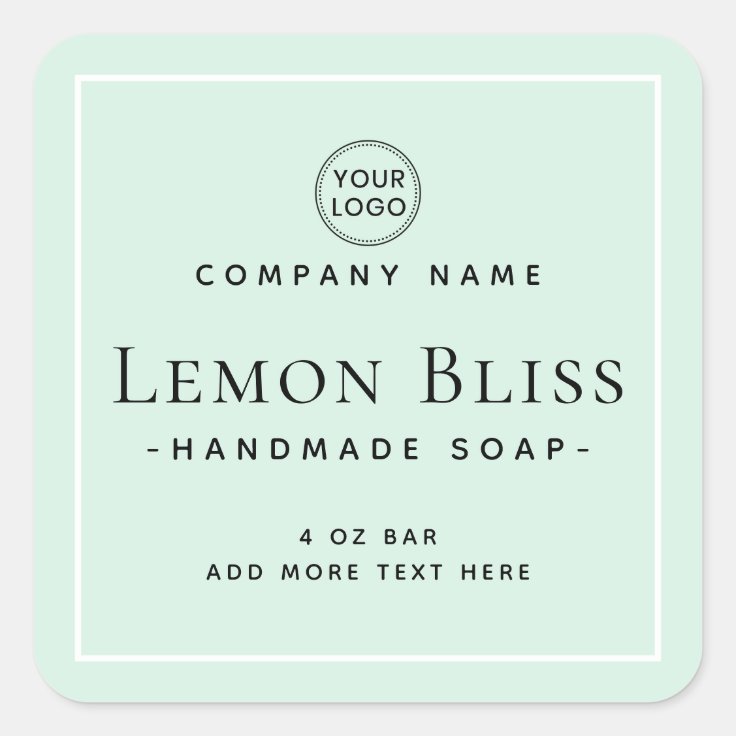 Elegant square light mint green product label | Zazzle