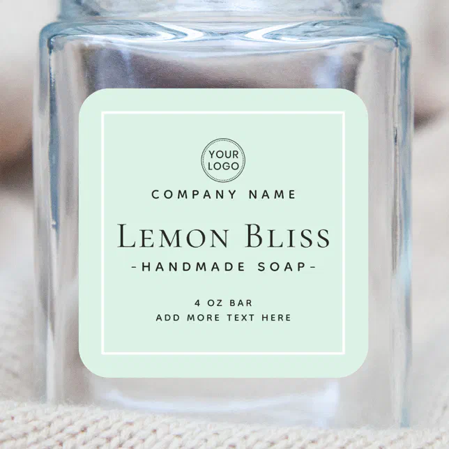 Elegant square light mint green product label | Zazzle