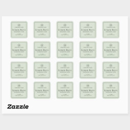 Elegant square light sage green product label | Zazzle
