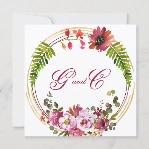 Elegant Squareboho Blush Pink Floral Gold Wedding Invitation Zazzle