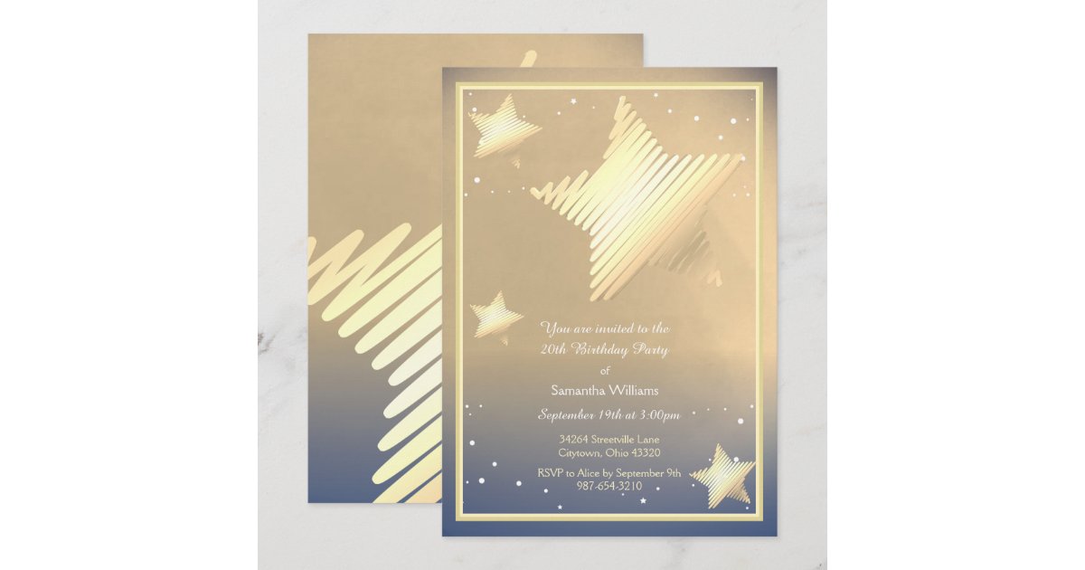 Elegant Star Birthday Invitation | Zazzle