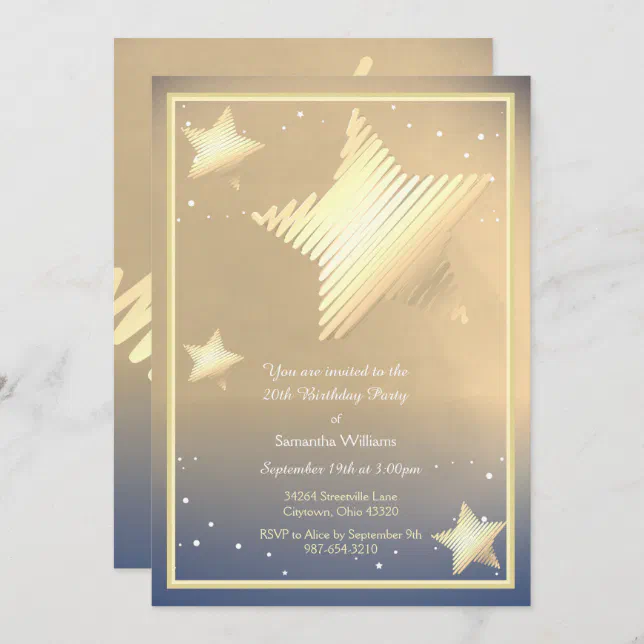Elegant Star Birthday Invitation | Zazzle