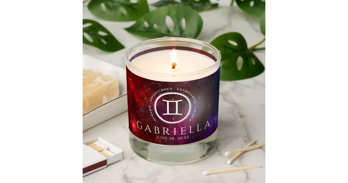 Elegant Starfield Gemini Twins Western Zodiac Scented Candle | Zazzle