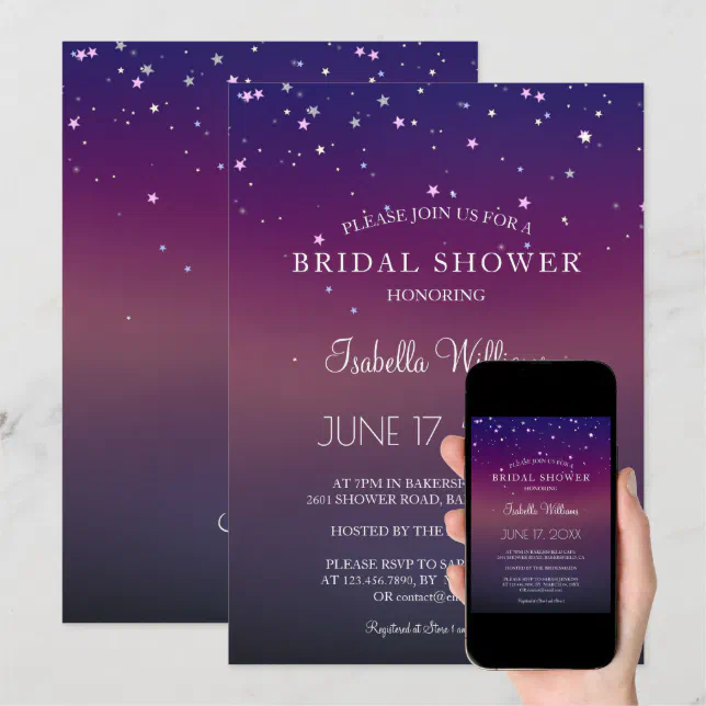 Elegant Starlight Glimmer Bridal Shower Invitation | Zazzle