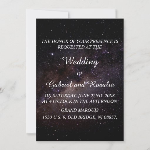 Elegant Starry Night Sky Galaxy Wedding Invitation | Zazzle
