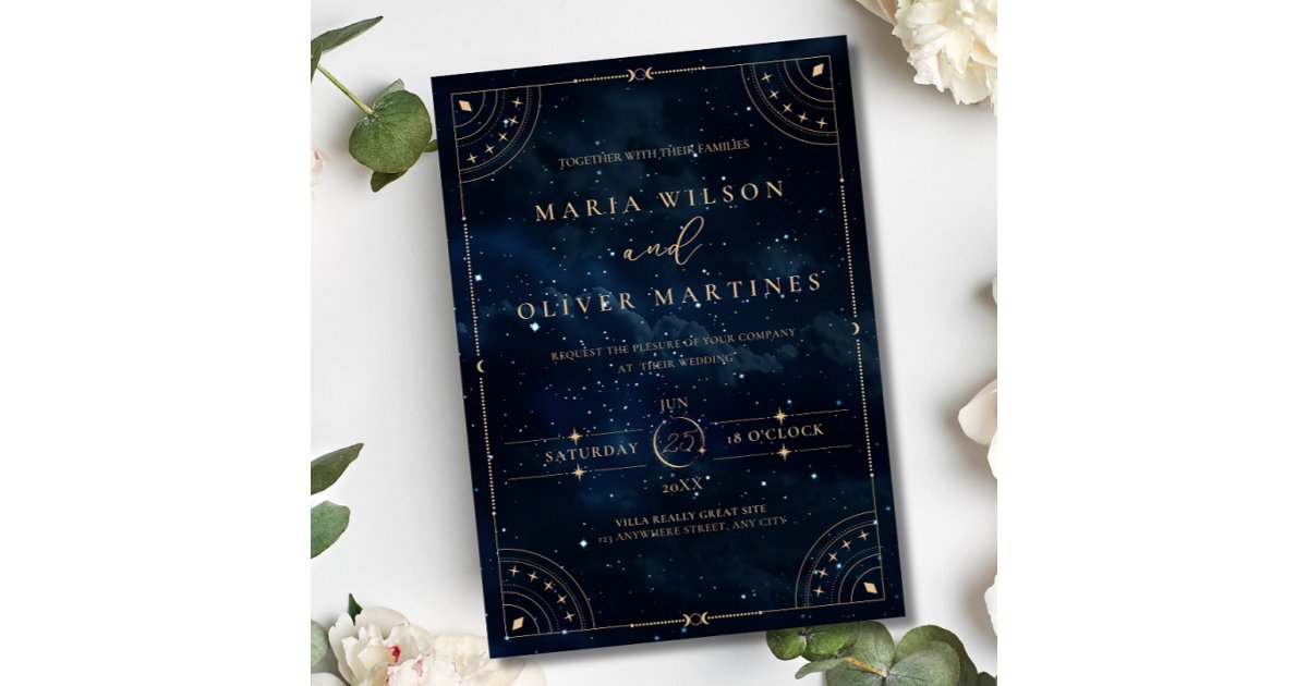 Elegant Starry night Wedding Celestial Wedding Invitation | Zazzle