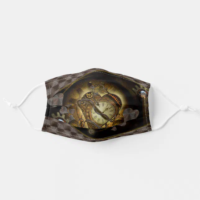 Elegant steampunk heart adult cloth face mask | Zazzle