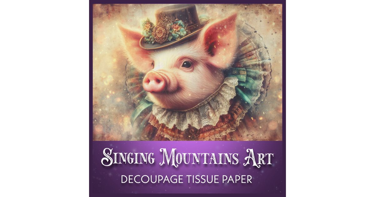 Elegant Steampunk Pig Portrait Decoupage Tissue Paper | Zazzle