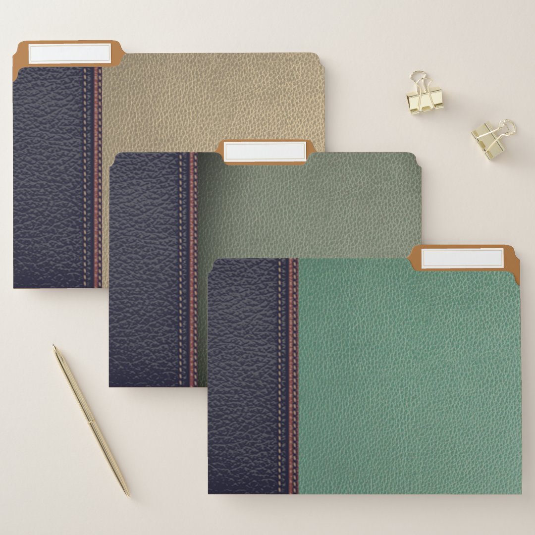 Elegant Stitched Faux Leather Look File Folder | Zazzle