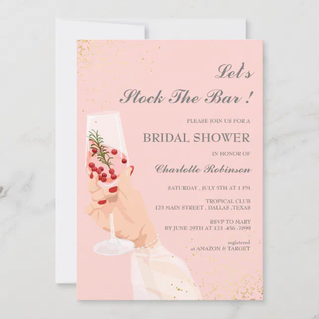 Elegant Stock The Bar Bridal Shower Invitation | Zazzle