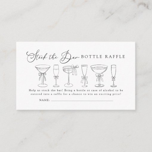 Elegant Stock The Bar Shower Bottle Raffle Ticket Enclosure Card | Zazzle