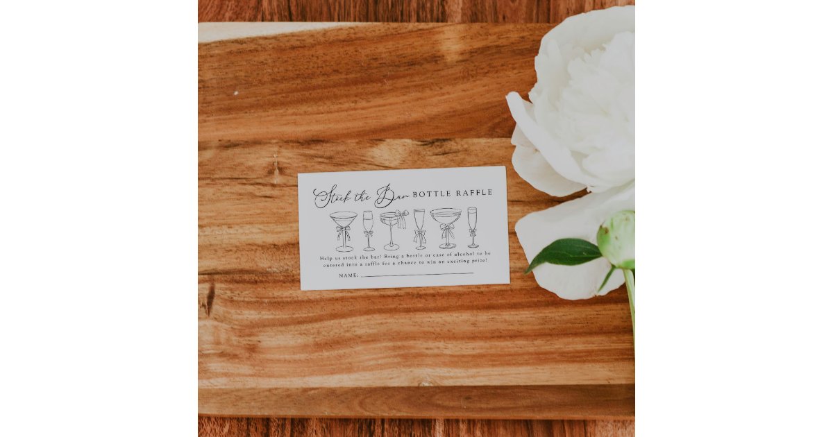 Elegant Stock The Bar Shower Bottle Raffle Ticket Enclosure Card | Zazzle