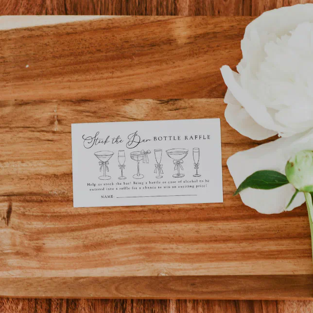 Elegant Stock The Bar Shower Bottle Raffle Ticket Enclosure Card | Zazzle