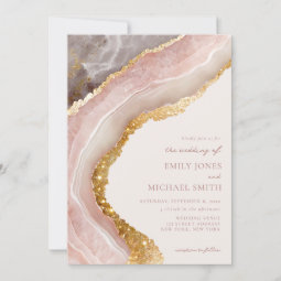 Elegant Stone Agate Marble Chic Wedding Invitation | Zazzle