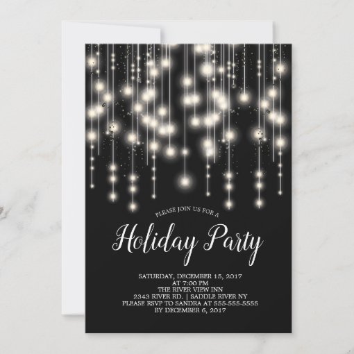 Elegant String Lights Holiday Party Invitation | Zazzle