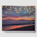 Elegant String Lights Summer Sunset Beach Wedding Guest Book | Zazzle