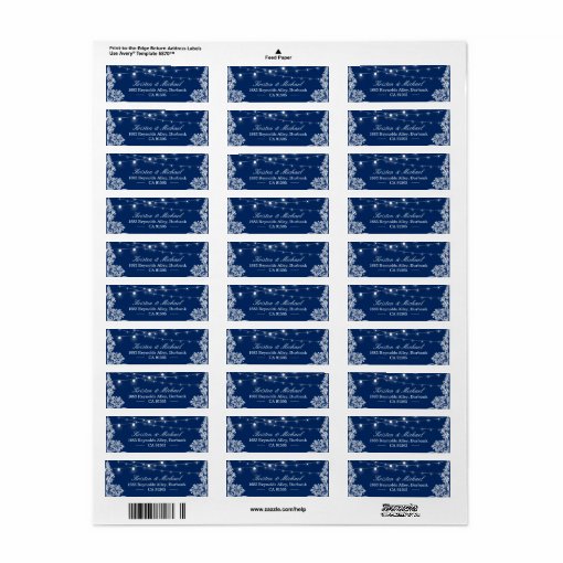 Elegant String Lights White Lace Navy Blue Label | Zazzle
