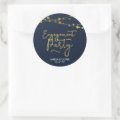Elegant Strings of Lights Blue Engagement Party Classic Round Sticker ...