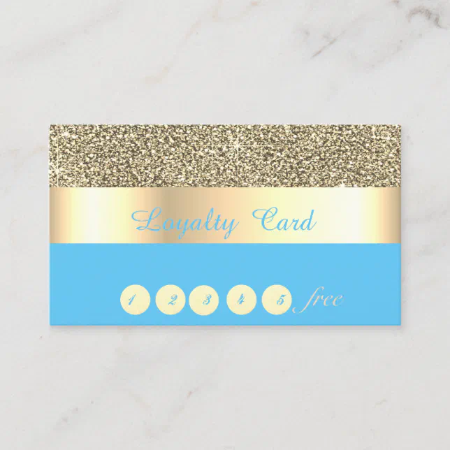 Elegant ,Stripe, Blue,Gold Glitter Loyalty Card | Zazzle
