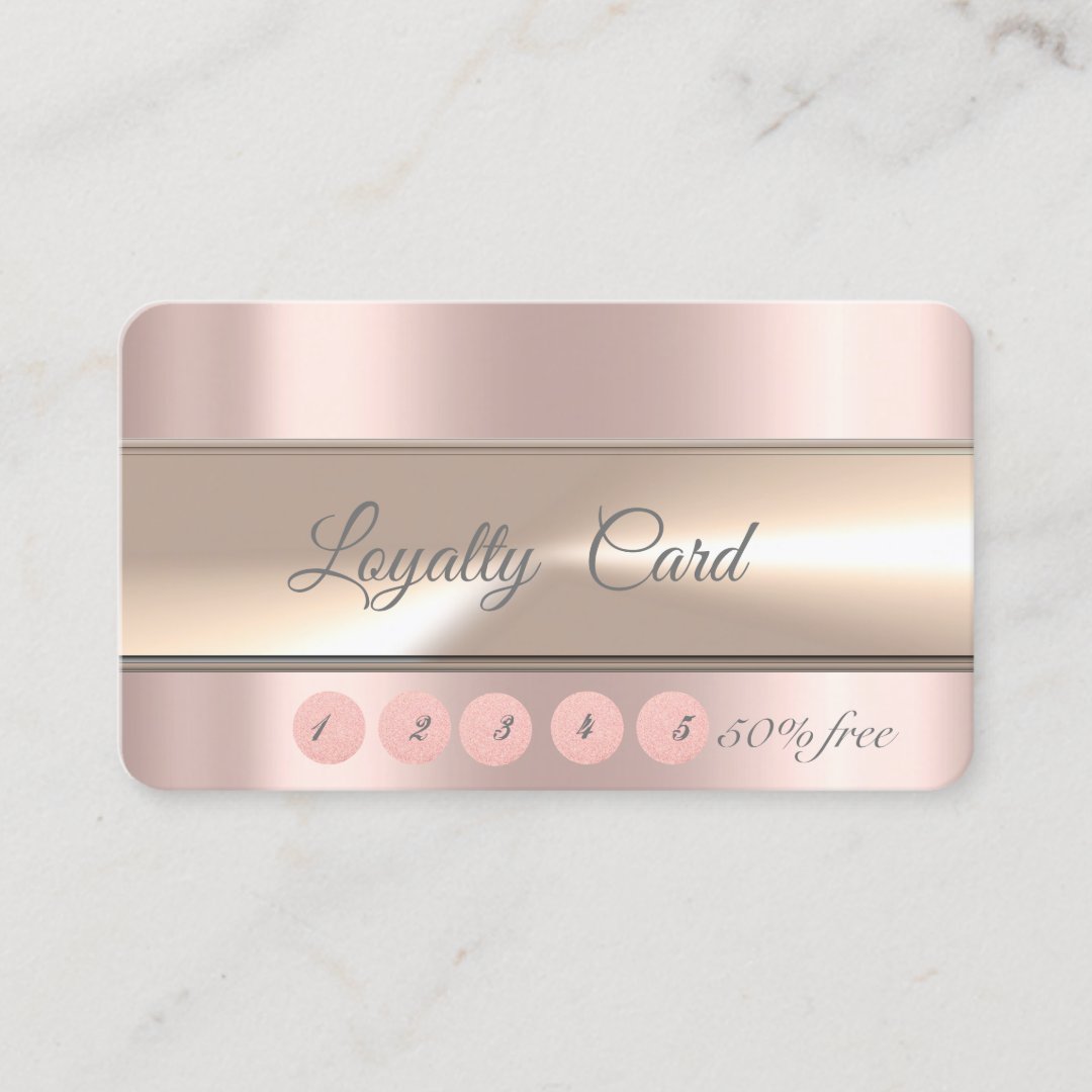 Elegant Stripe Rose Gold Loyalty Card | Zazzle