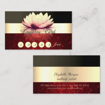 Elegant ,Striped,Black,Glittery Lotus Loyalty Card | Zazzle