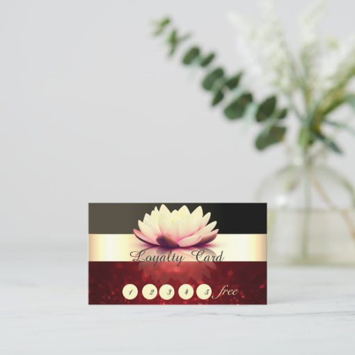 Elegant ,Striped,Black,Glittery Lotus Loyalty Card | Zazzle