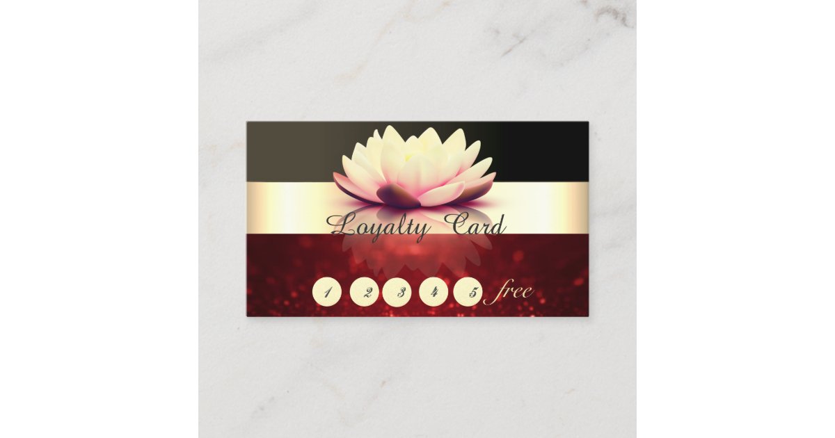 Elegant ,Striped,Black,Glittery Lotus Loyalty Card | Zazzle