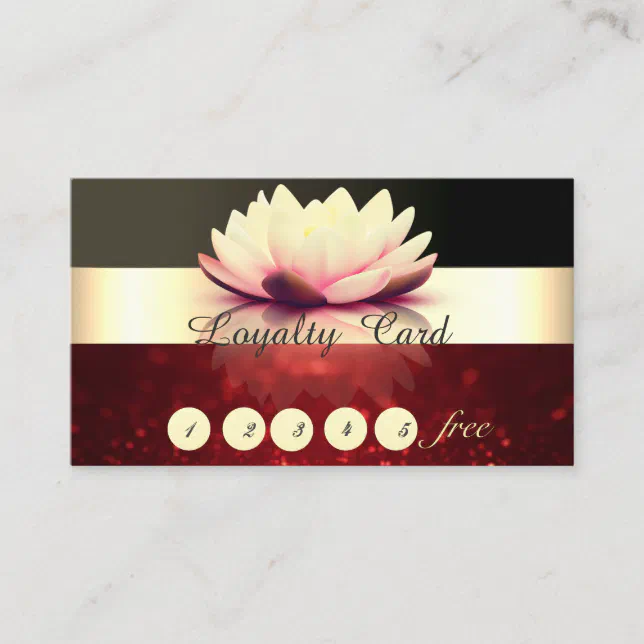 Elegant ,Striped,Black,Glittery Lotus Loyalty Card | Zazzle