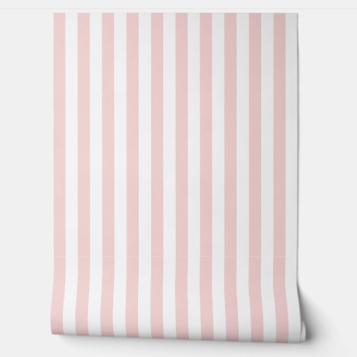 Elegant Striped Pale Pink White Kids Nursery Wallpaper | Zazzle