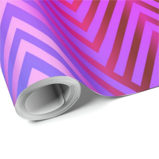 Elegant striped steel blue and gradient pink color wrapping paper | Zazzle