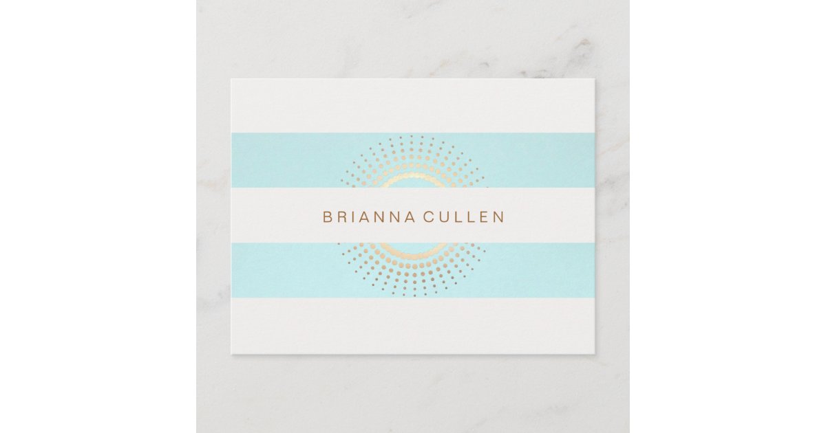 Elegant Striped Turquoise and Gold Circles Postcard | Zazzle