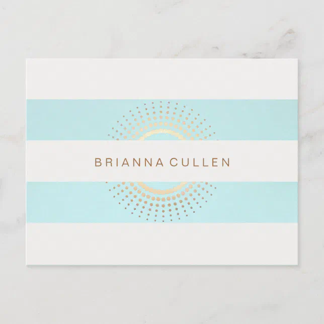 Elegant Striped Turquoise and Gold Circles Postcard | Zazzle