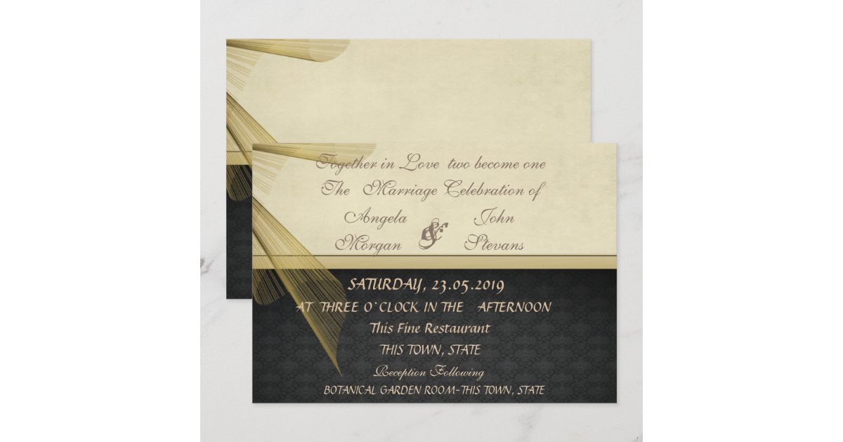 Elegant Stylish Black Damask Wedding Invitation | Zazzle