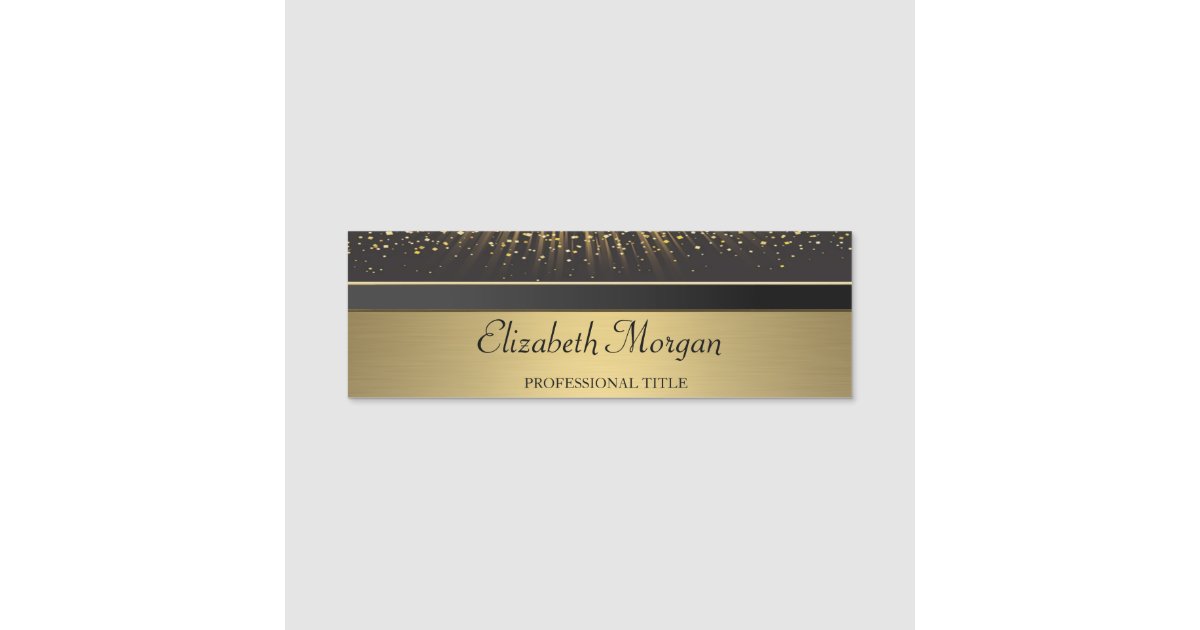 Elegant Stylish Chic Gold, Confetti Name Tag | Zazzle