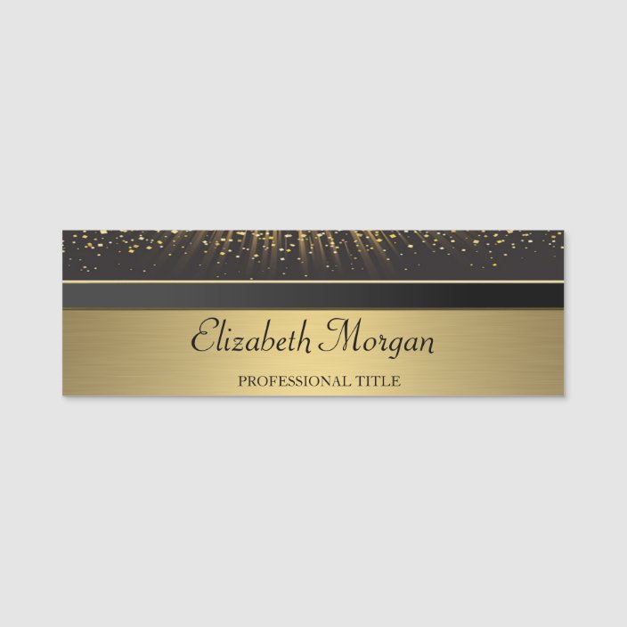 Elegant Stylish Chic Gold, Confetti Name Tag | Zazzle.com
