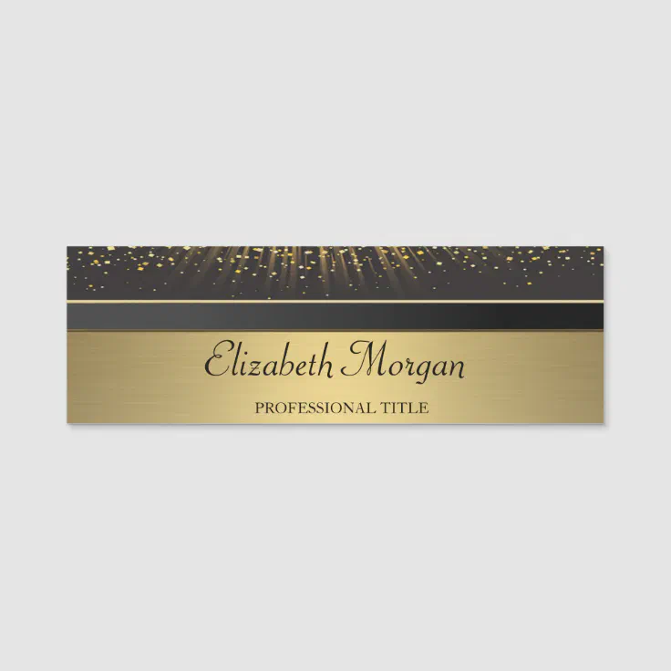 Elegant Stylish Chic Gold, Confetti Name Tag | Zazzle