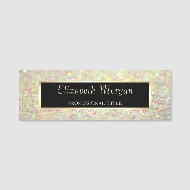 Elegant Stylish Chic Modern, Frame, Glitter Name Tag | Zazzle