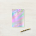 Elegant stylish colorful holographic glitter drips post-it notes | Zazzle