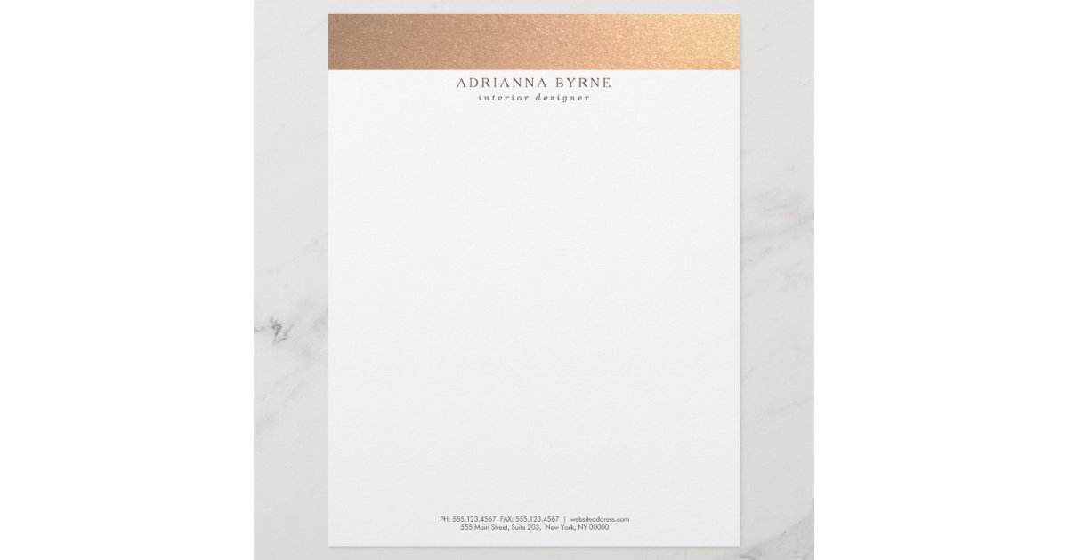 Elegant Stylish Faux Copper Gold Letterhead | Zazzle