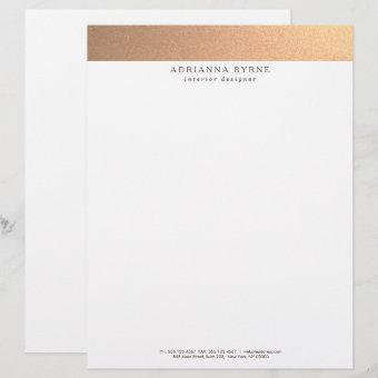 Elegant Stylish Faux Copper Gold Letterhead | Zazzle