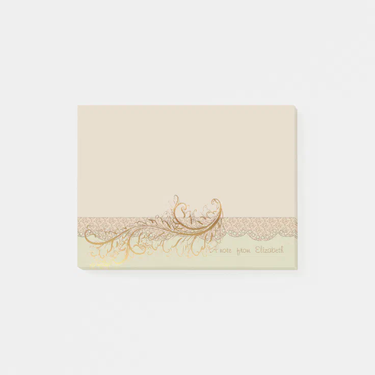 Elegant Stylish,Faux Gold Feather-personalized Post-it Notes | Zazzle