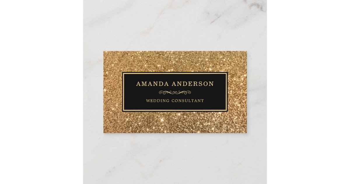 Elegant Stylish Faux Gold Glitter | Business Card | Zazzle