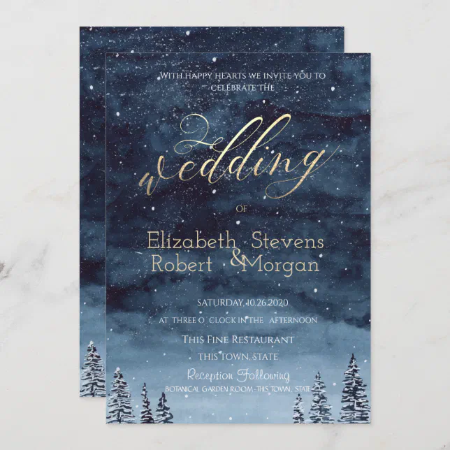 Elegant Stylish Forest Pine Trees Wedding Invitation | Zazzle
